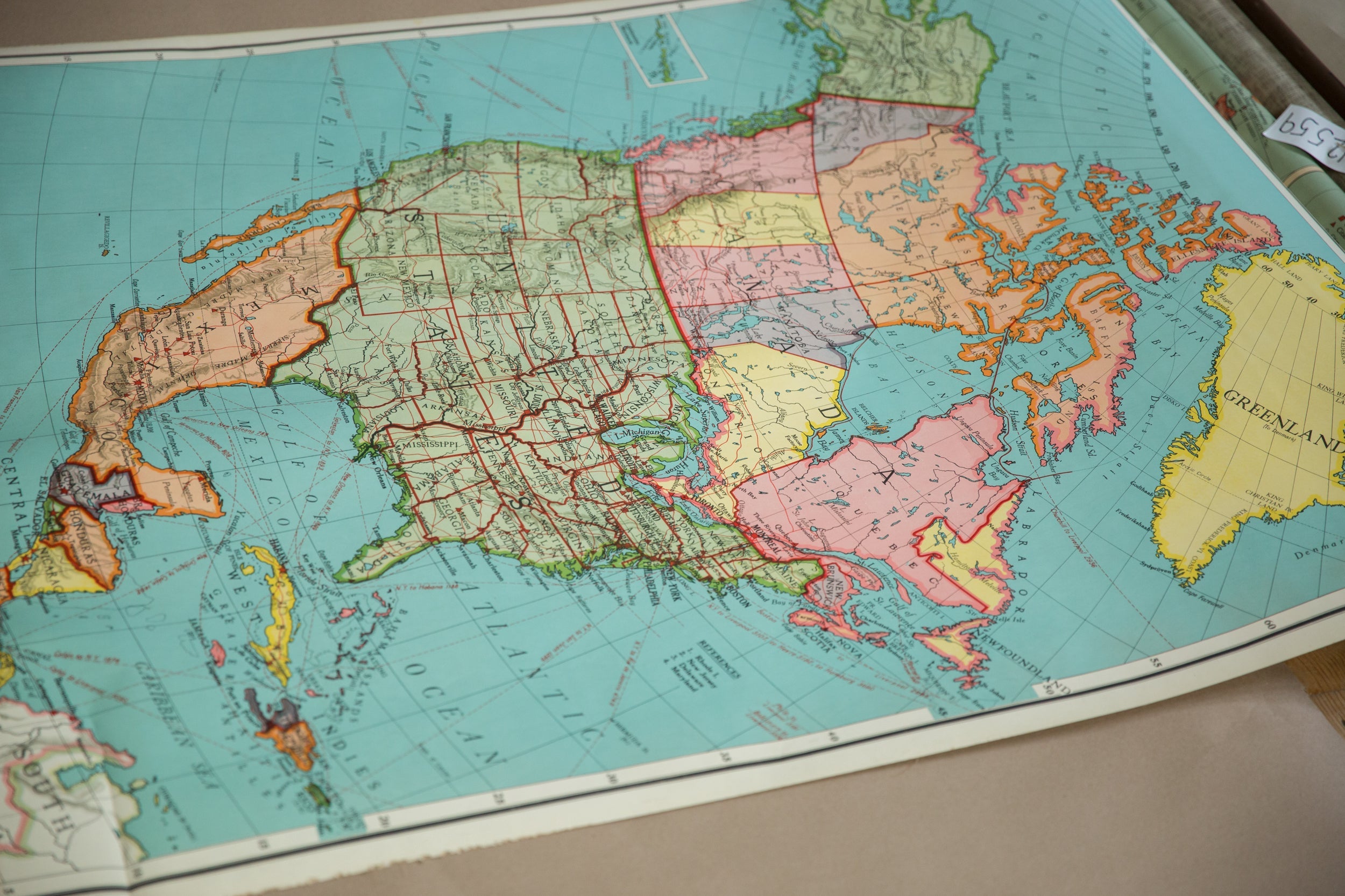 Vintage Nystrom Pull Down Map of North America