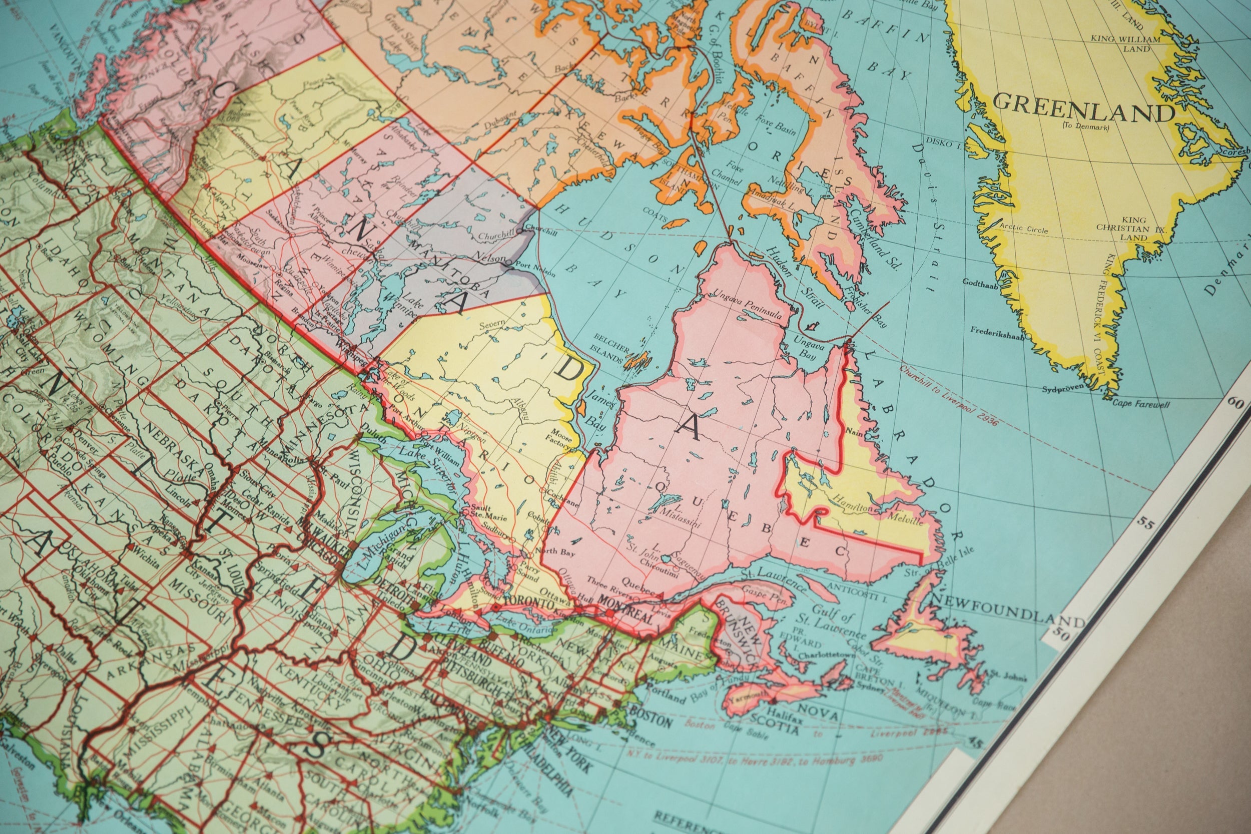 Vintage Nystrom Pull Down Map of North America