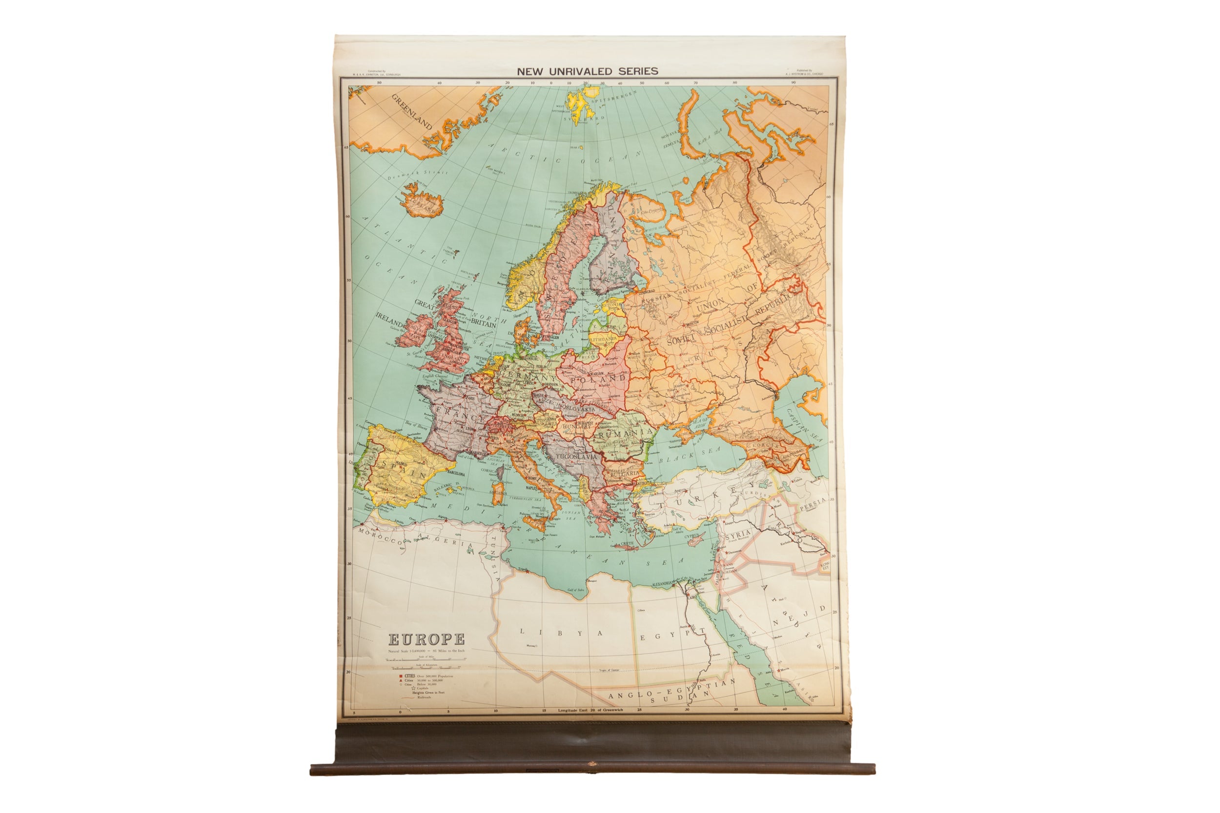 Vintage Nystrom Pull Down Map of Europe – Item #12560
