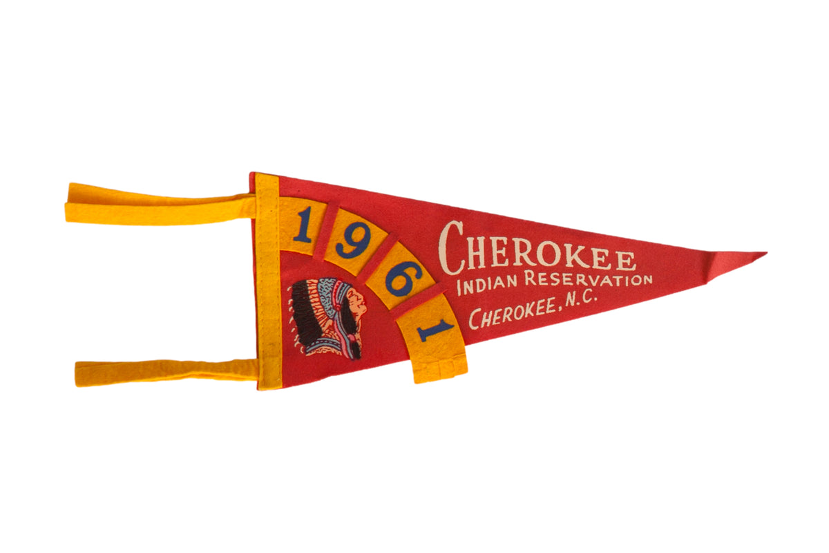 Vintage Cherokee Indian Reservation Felt Flag Pennant – Item #13139