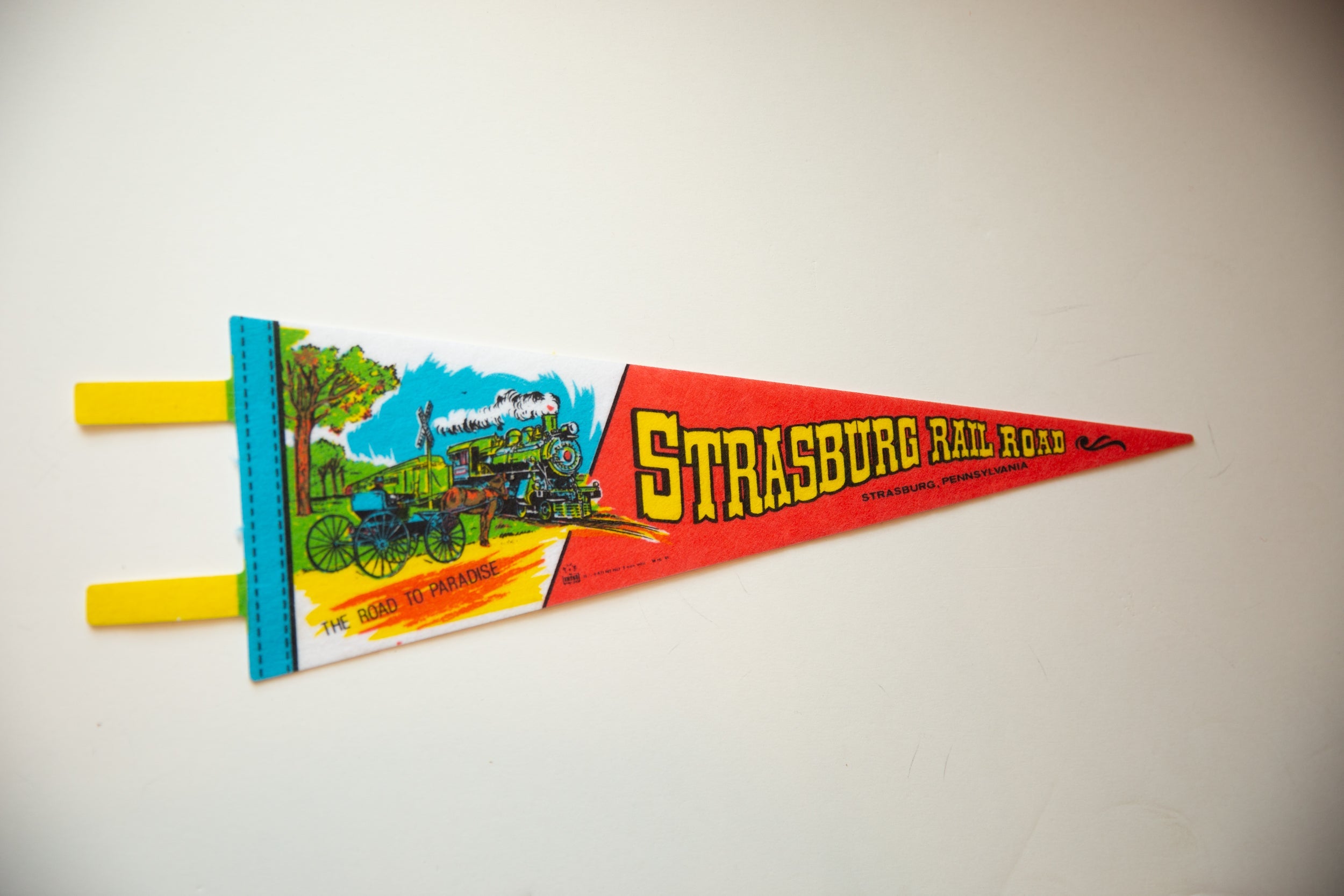Vintage Strasburg Railroad Pennsylvania Felt Flag