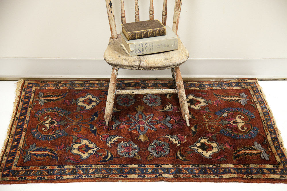 3x4 Vintage Burgundy Persian Rug