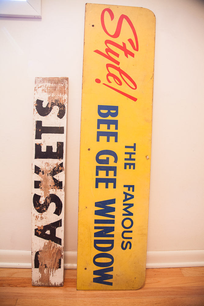 Mid Century Modern Bee Gee Window Advertising Sign