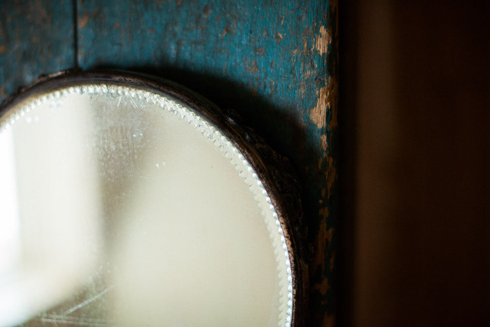 Antique Beveled Glass Mirror Stand