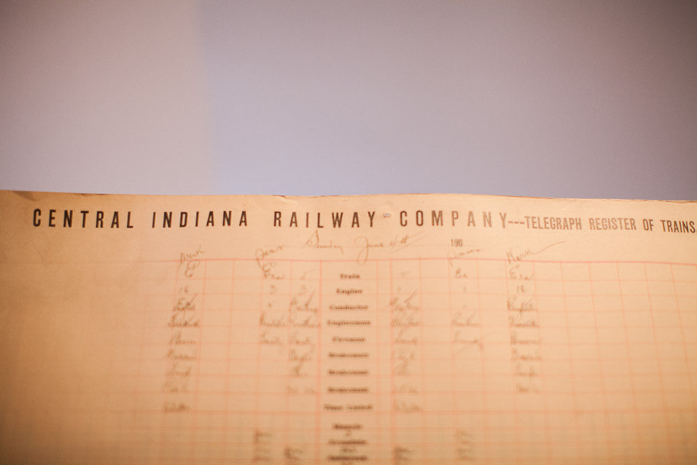 Antique Central Indiana Railway Train Log