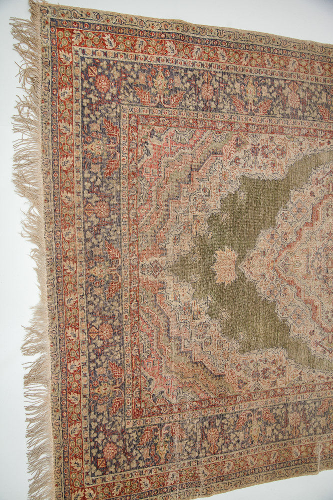 4x6 Unique Green Silk Turkish Rug