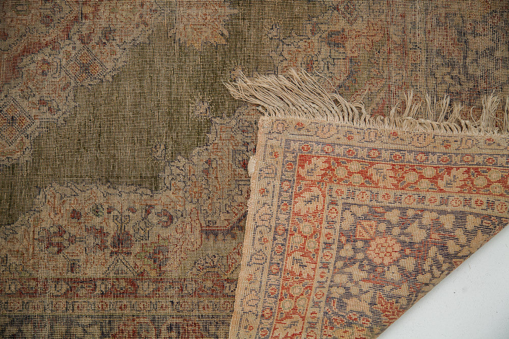 4x6 Unique Green Silk Turkish Rug