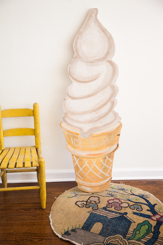 Vintage Wooden Ice Cream Sign