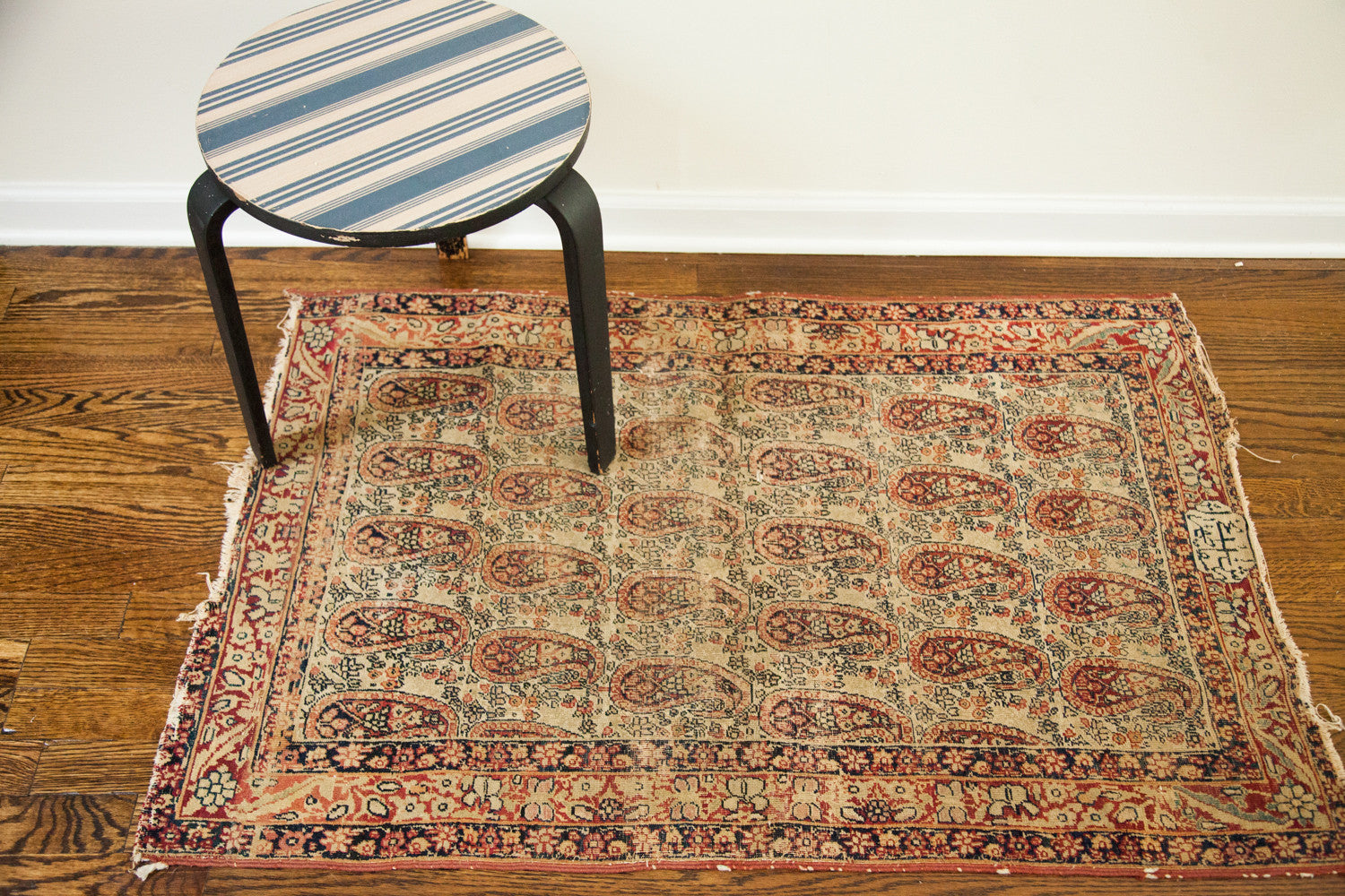 2.5x4 Worn Antique Signed Kerman Rug