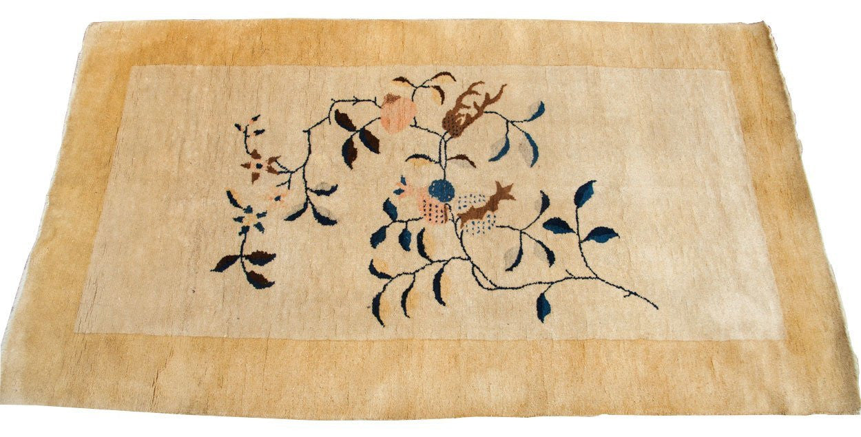 3x6 Canary Yellow Art Deco Antique Chinese Nichols Rug