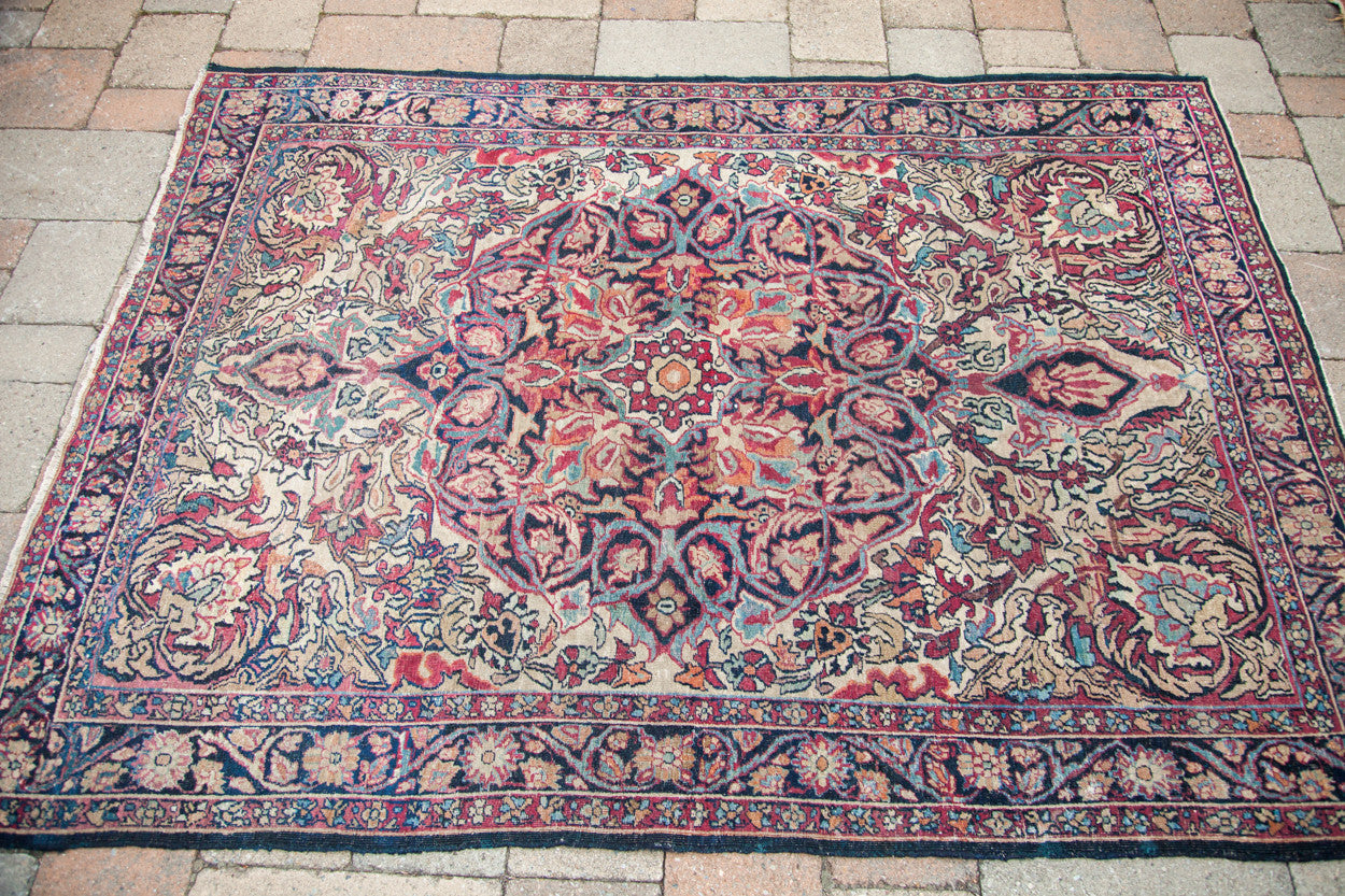 4x6 Antique Persian Kerman Area Rug