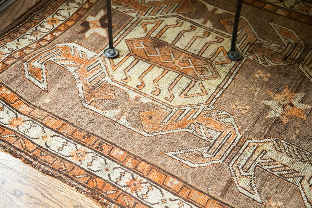 4x5.5 Brown And Yellow Antique Caucasian Rug