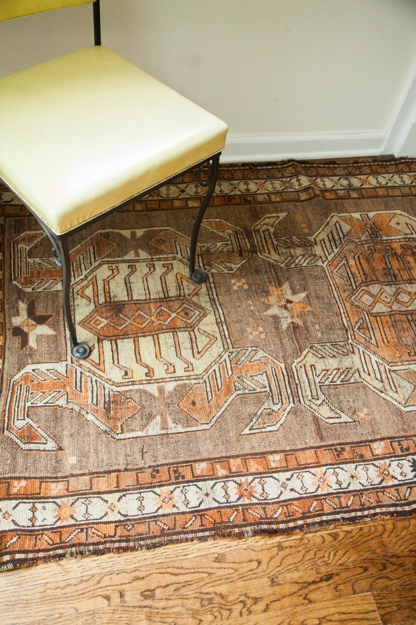 4x5.5 Brown And Yellow Antique Caucasian Rug