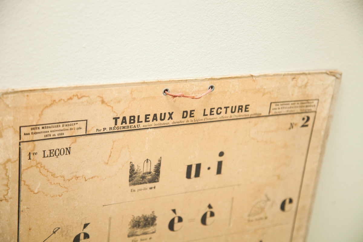 Antique French Alphabet School Chart