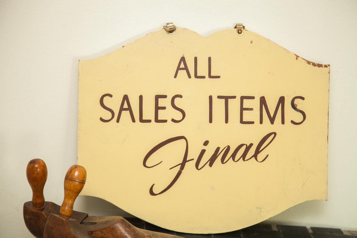 Vintage 1940s Store Sign All Sales Final