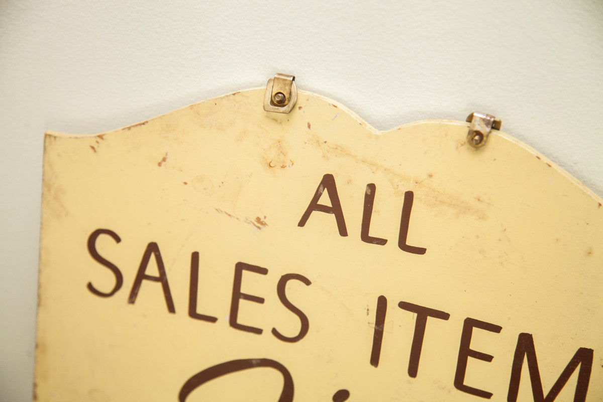 Vintage 1940s Store Sign All Sales Final