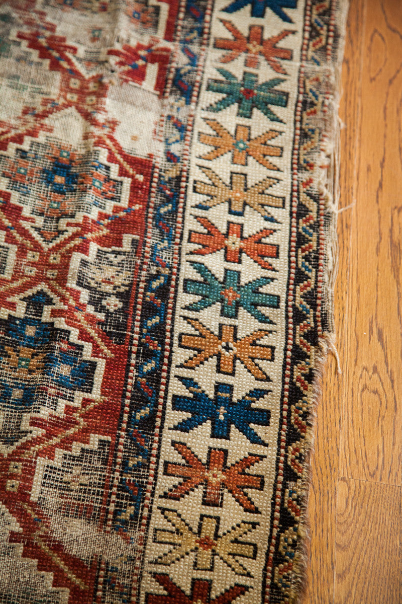 3x5 Colorful Worn Antique Kuba Rug