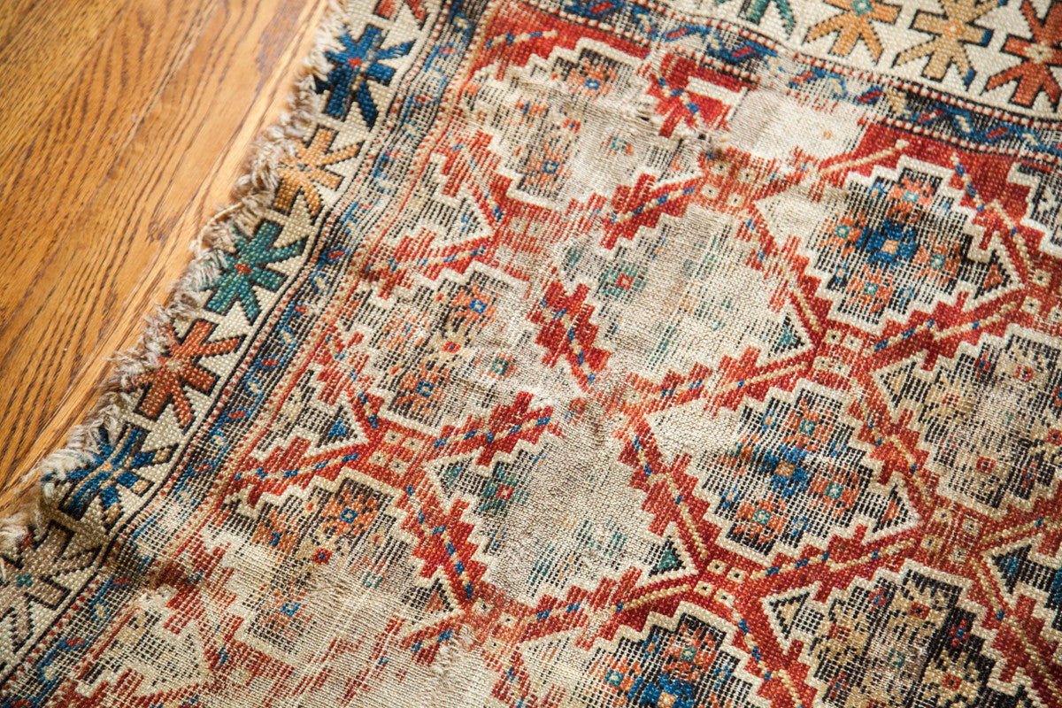 3x5 Colorful Worn Antique Kuba Rug