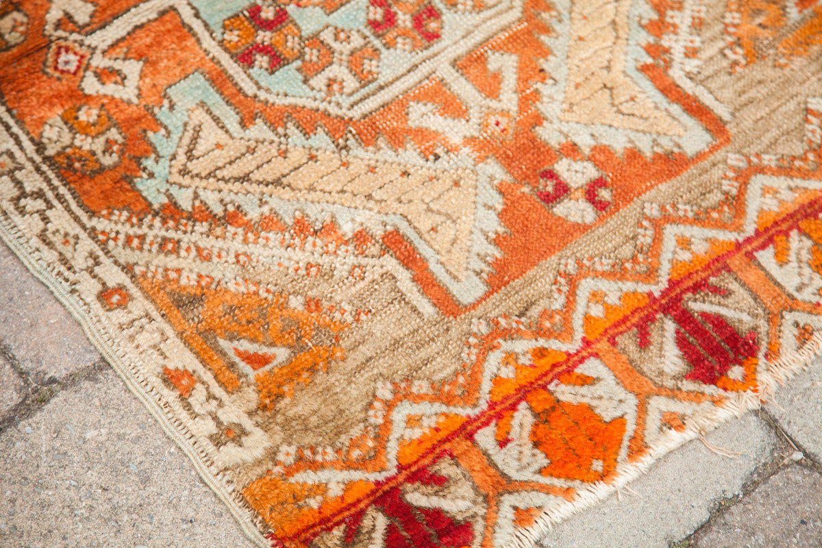 2x3 Little Orange Vintage Turkish Rug
