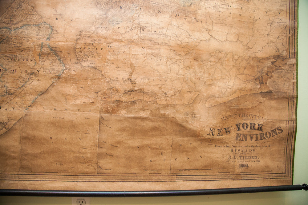 Rare 1860 Antique New York City Environs Manhattan Brooklyn Harlem Pul ...