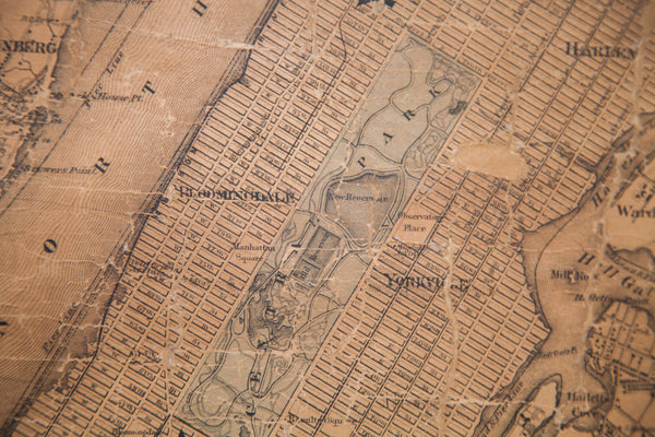 Rare 1860 Antique New York City Environs Manhattan Brooklyn Harlem Pul