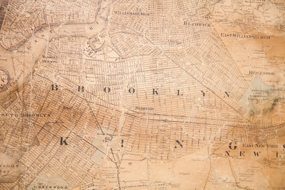 Rare 1860 Antique New York City Environs Manhattan Brooklyn Harlem Pul ...