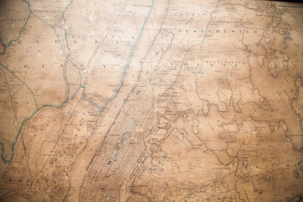 Rare 1860 Antique New York City Environs Manhattan Brooklyn Harlem Pul