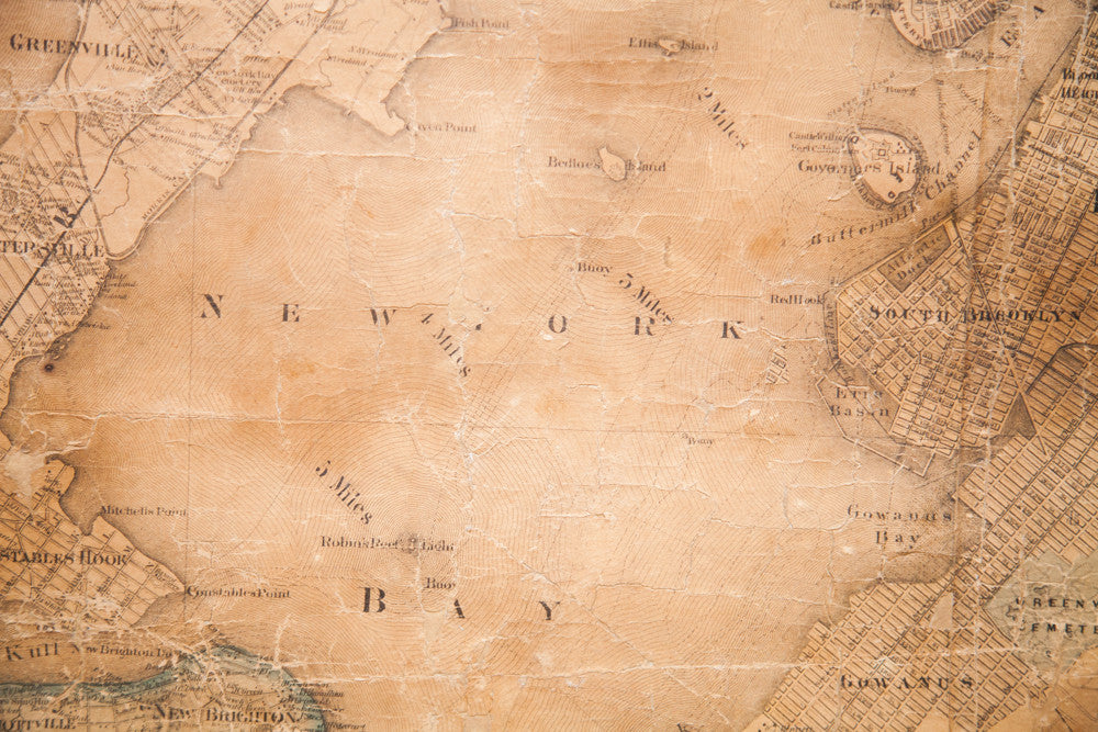 Rare 1860 Antique New York City Environs Manhattan Brooklyn Harlem Pul ...