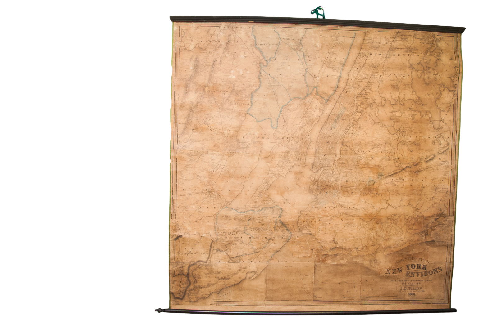 Rare 1860 Antique New York City Environs Manhattan Brooklyn Harlem Pul ...