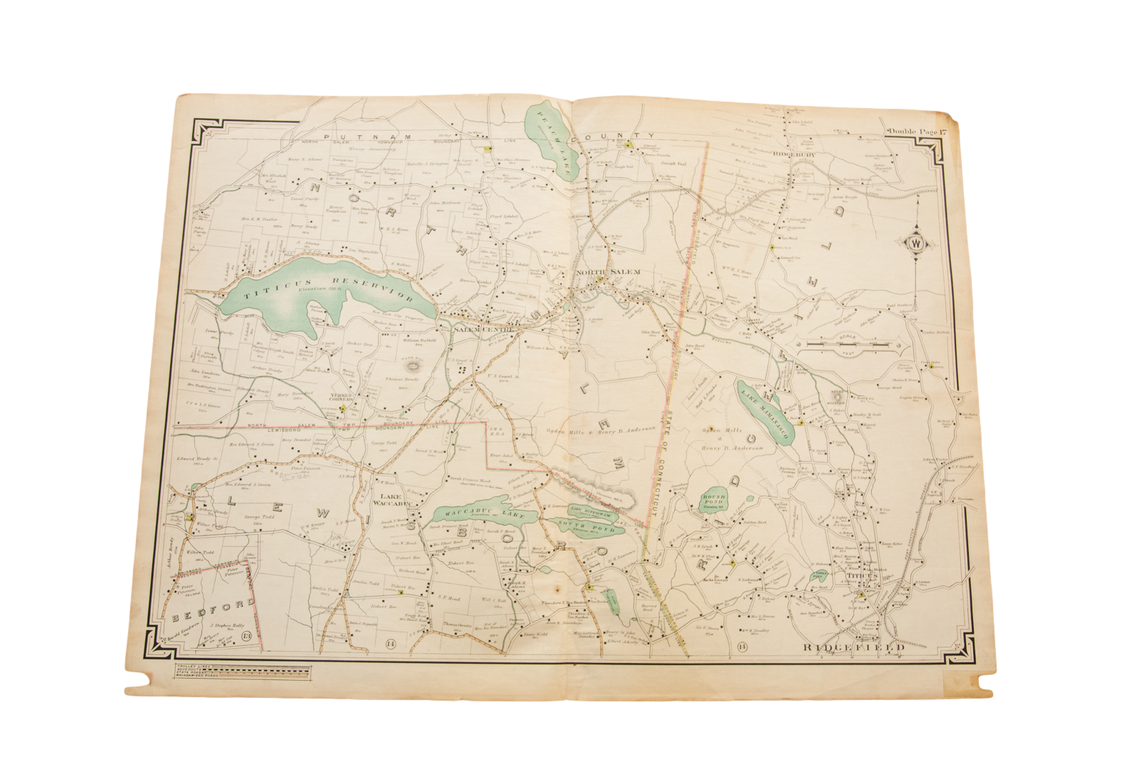 Antique Ridgefield CT Bedford NY Map