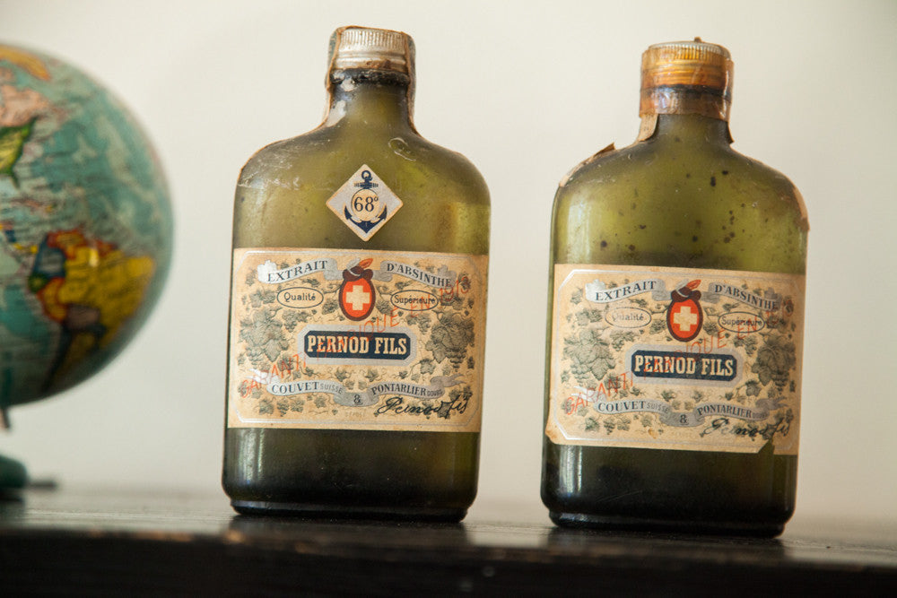 Rare Antique 1913 Pre-Ban Pernod Fils Absinthe Glass Bottles – Item #1838