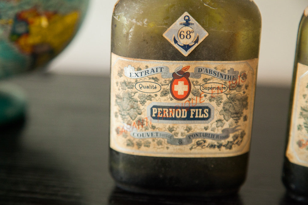 Rare Antique 1913 Pre-Ban Pernod Fils Absinthe Glass Bottles