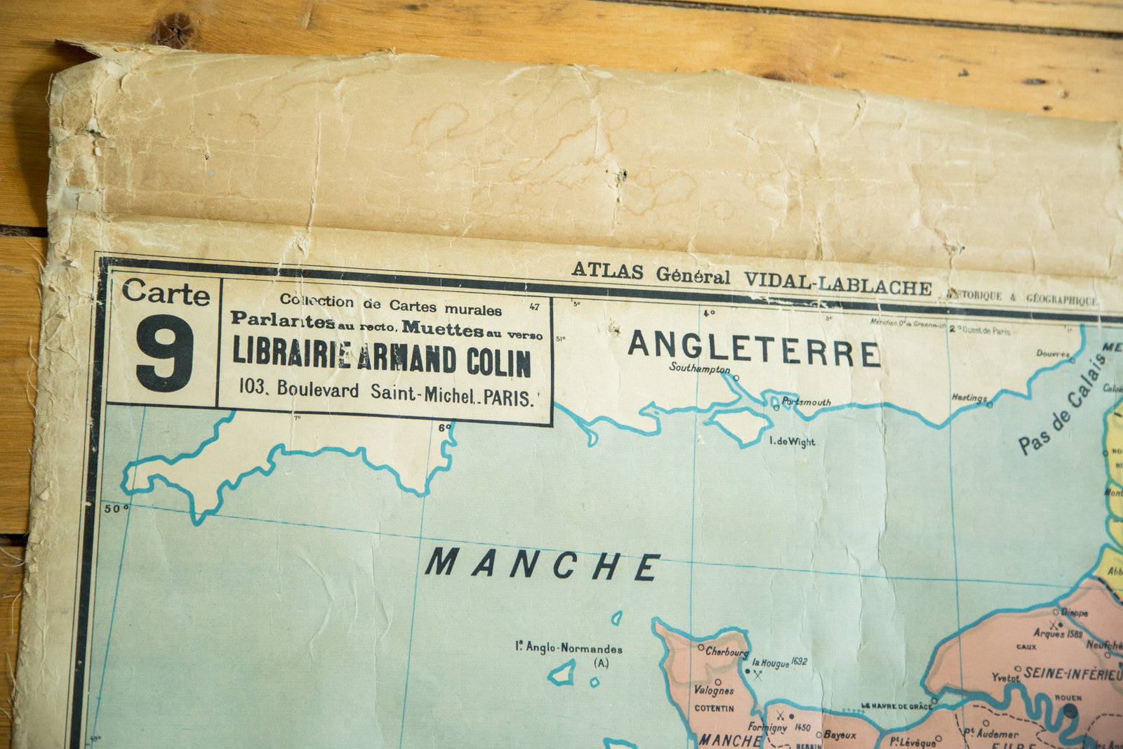 Antique Pull Down Map Of France