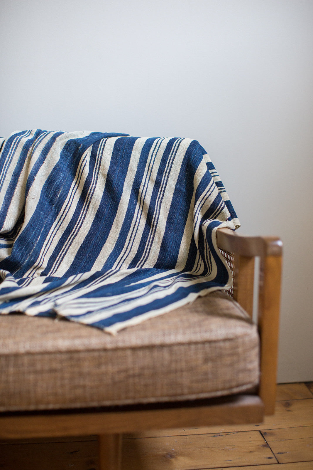 Vintage Indigo Stripe Throw