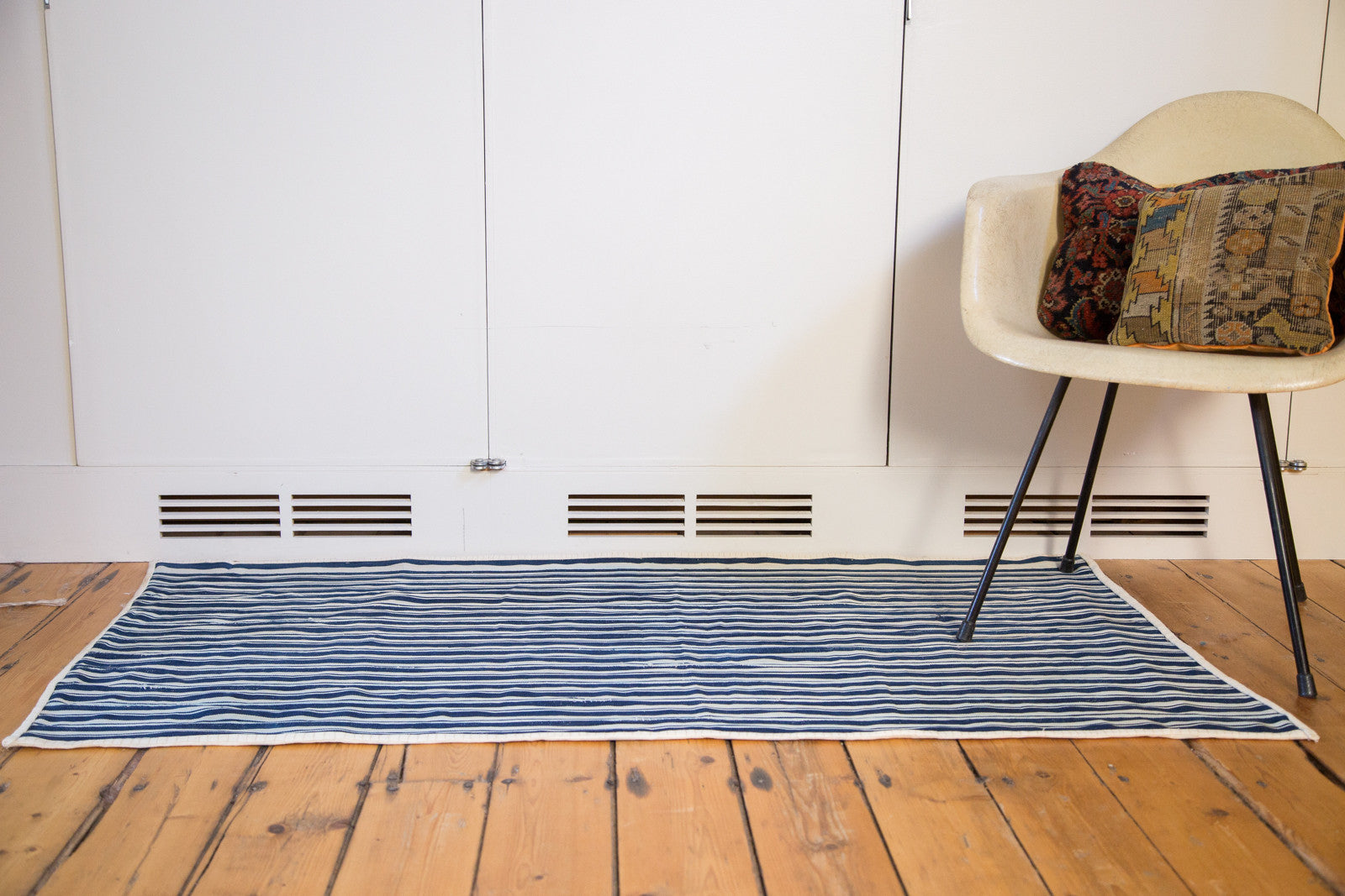 2.5x5 Indigo Blue Striped Rug Runner