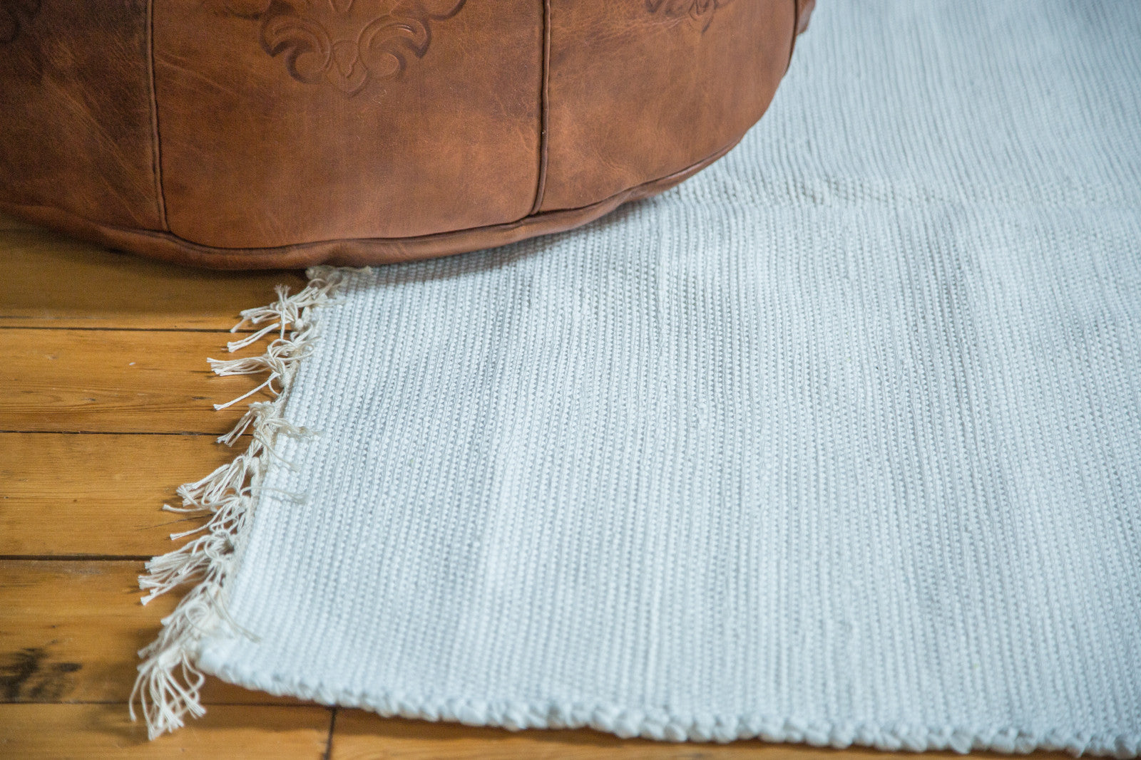 4x6 New Organic Cotton White Rag Rug