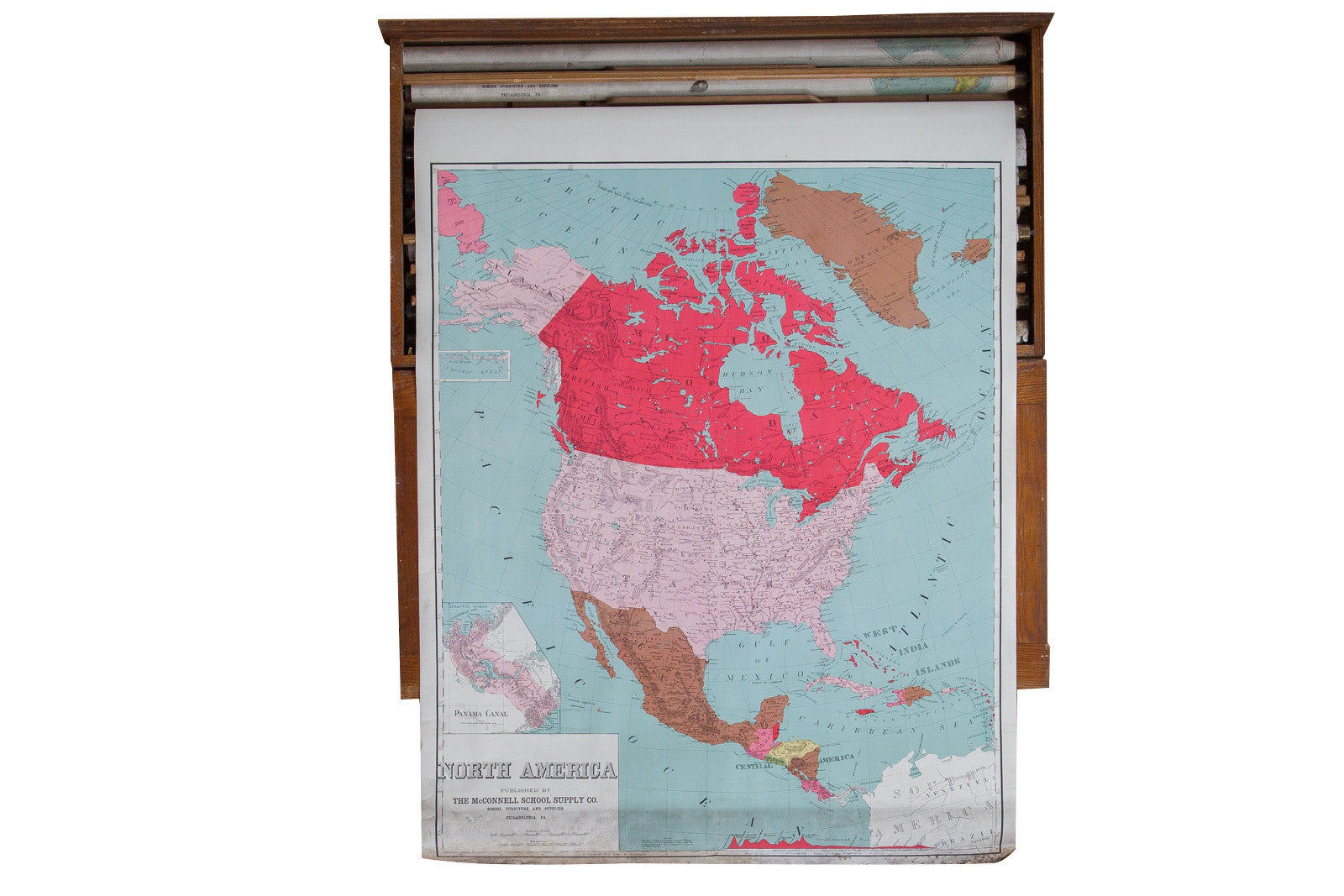 Vintage Pull Down Map North America
