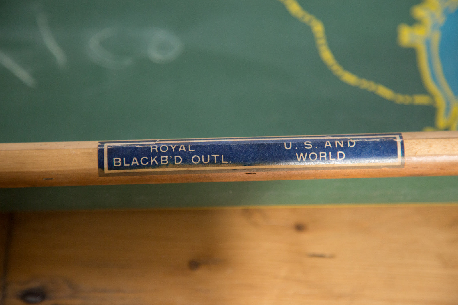 Vintage Chalkboard World Pull Down Map