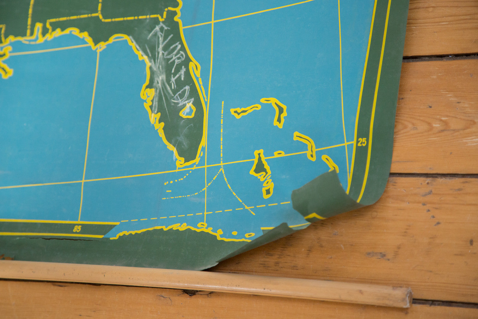 Vintage Chalkboard World Pull Down Map