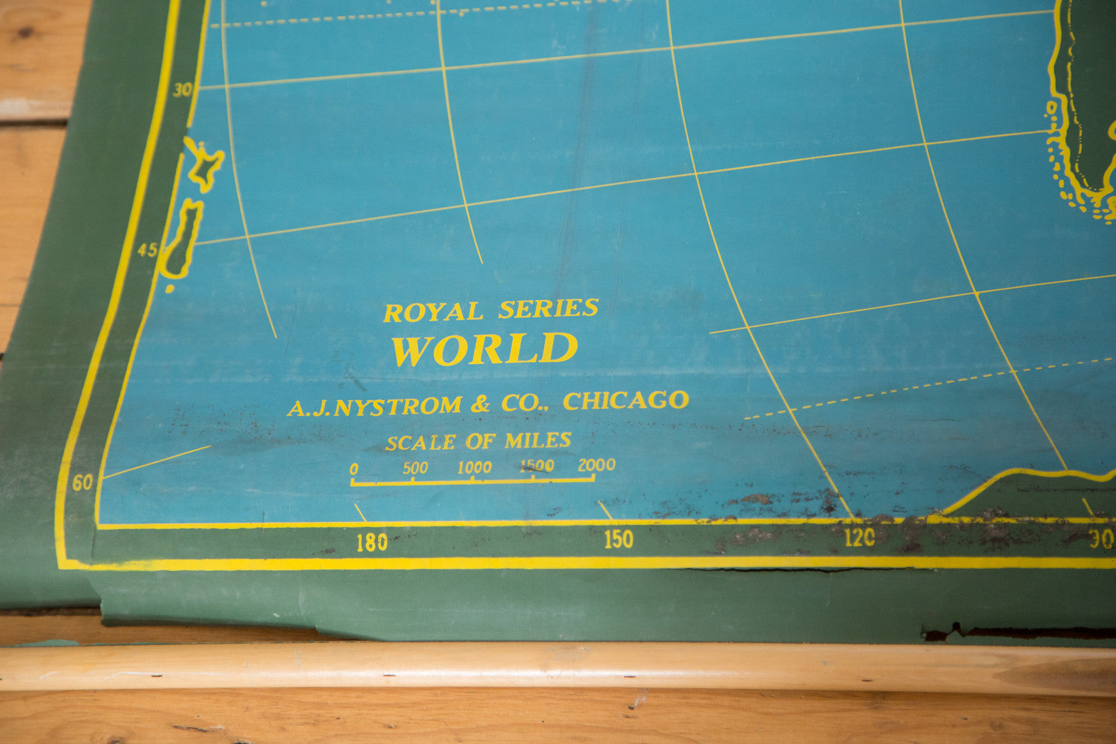 Vintage Chalkboard World Pull Down Map