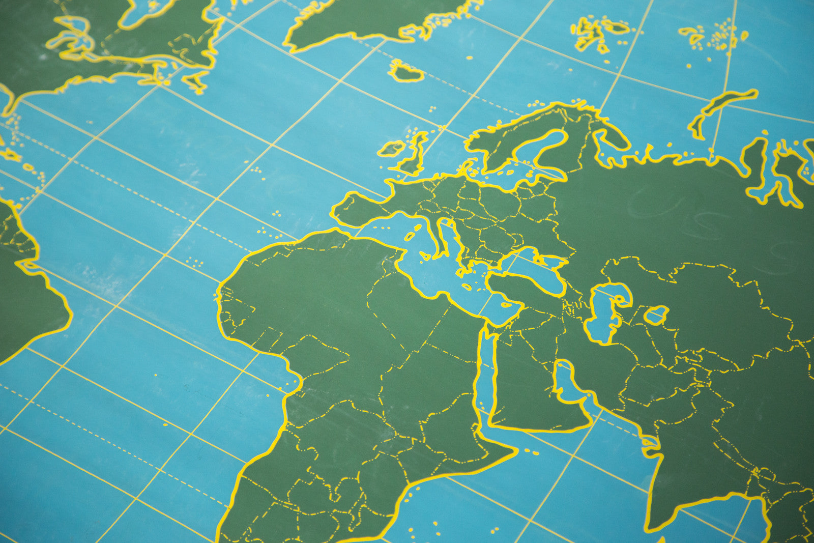 Vintage Chalkboard World Pull Down Map