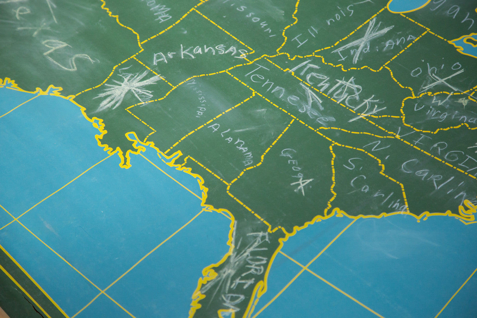 Vintage Chalkboard World Pull Down Map