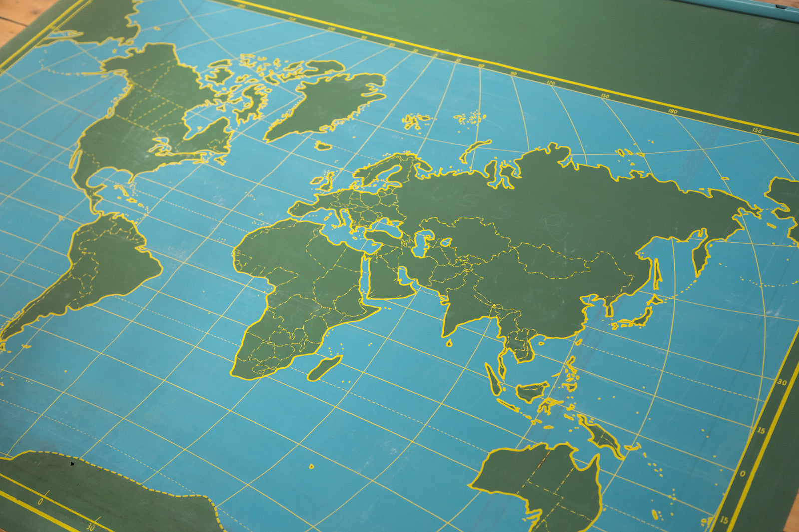 Vintage Chalkboard World Pull Down Map