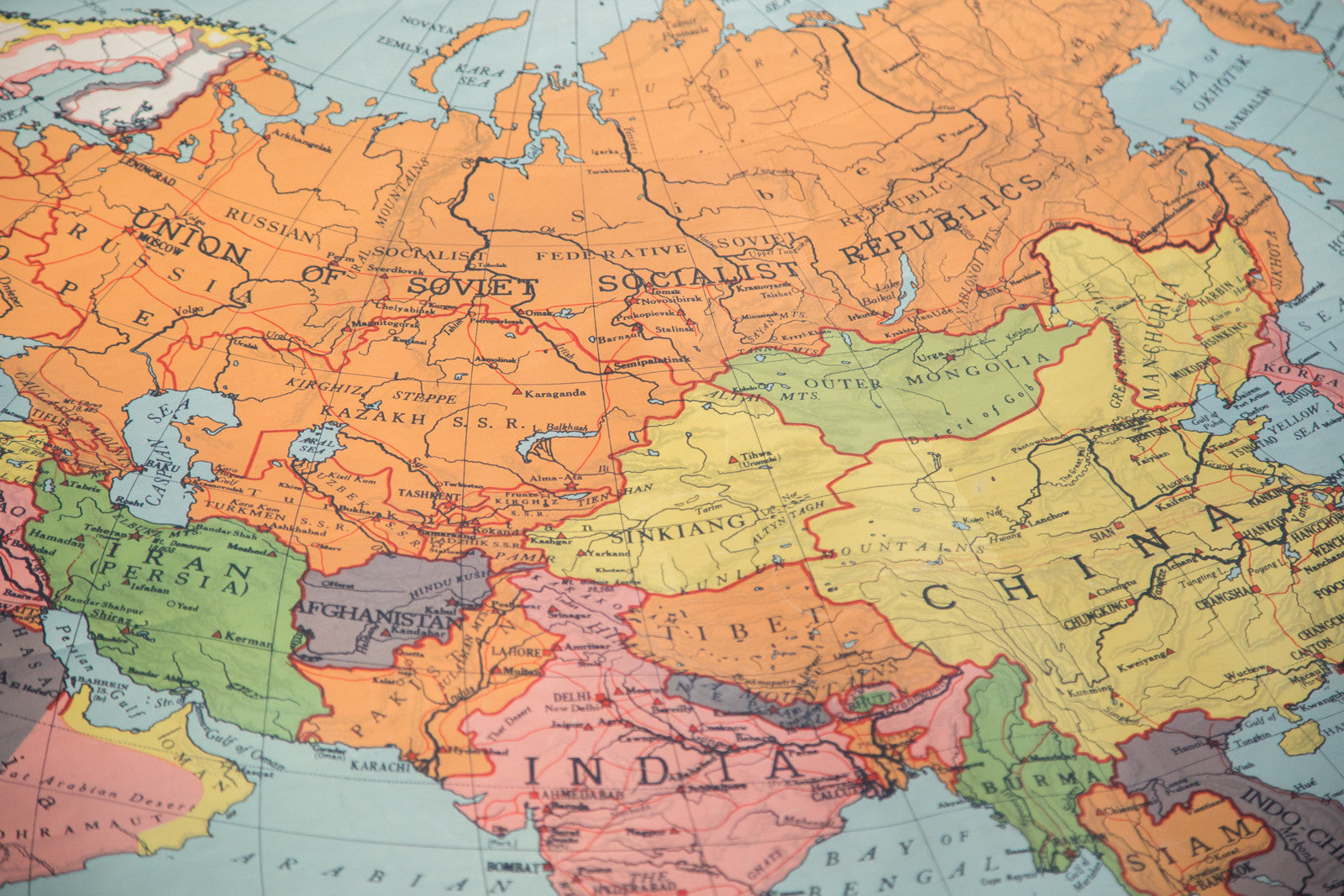 Vintage Asia and Australia Pull Down Map