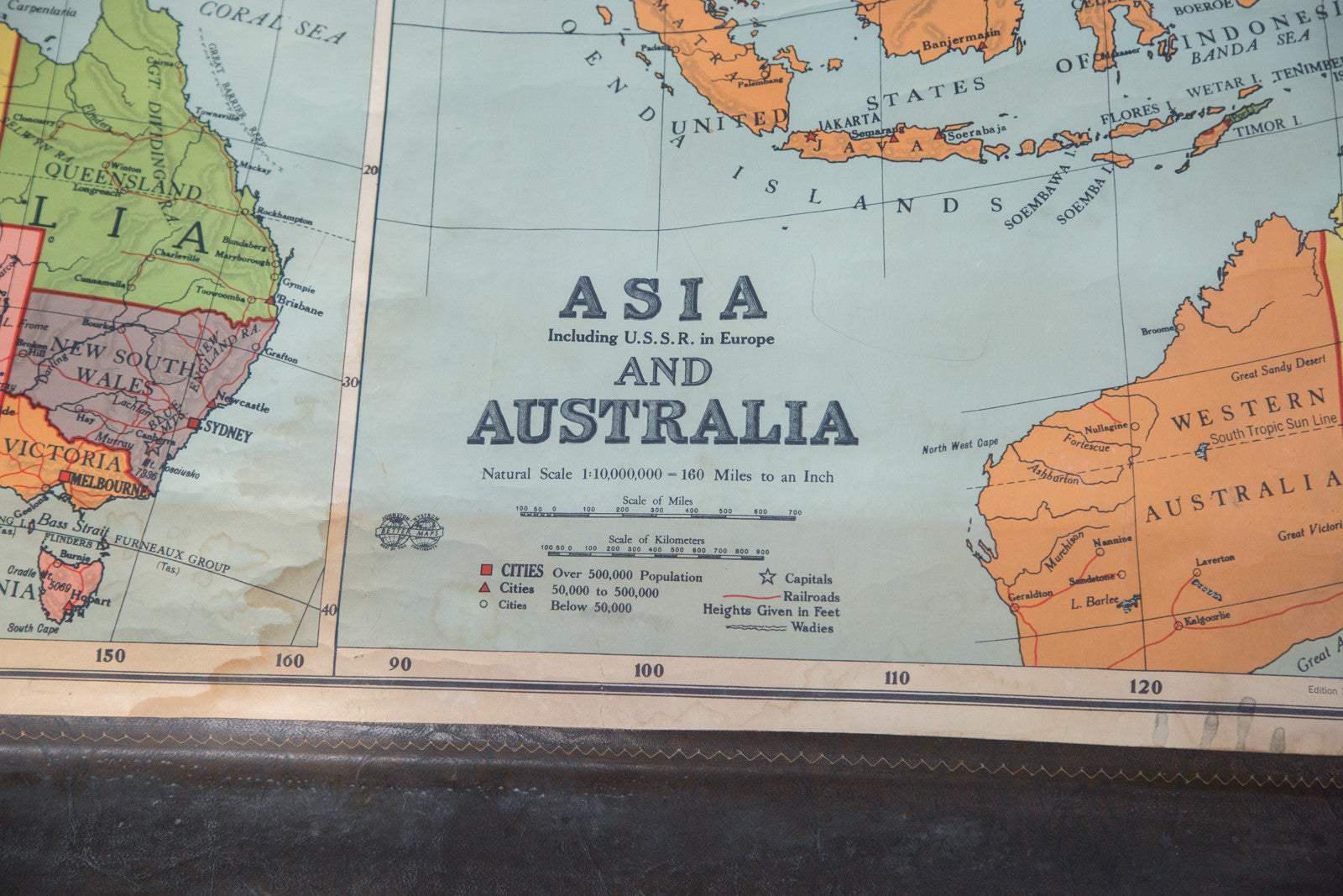 Vintage Asia and Australia Pull Down Map