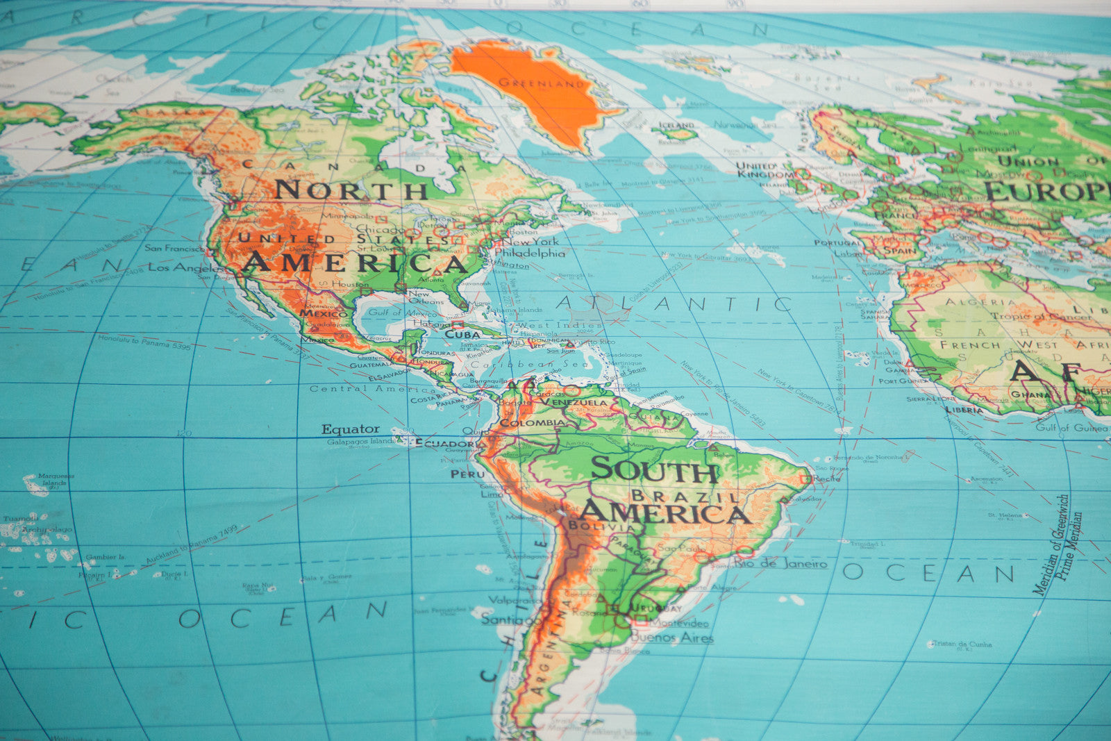 Vintage Denoyer Geppert World Pull Down Map