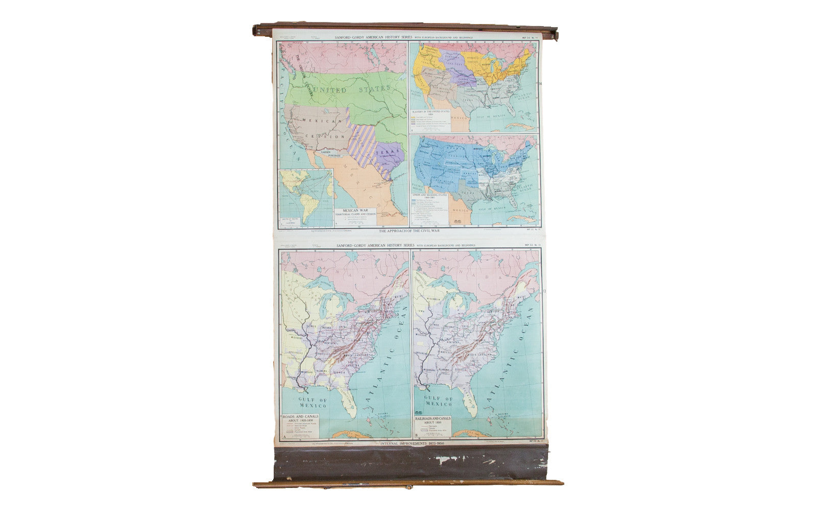 Vintage Pull Down Map United States