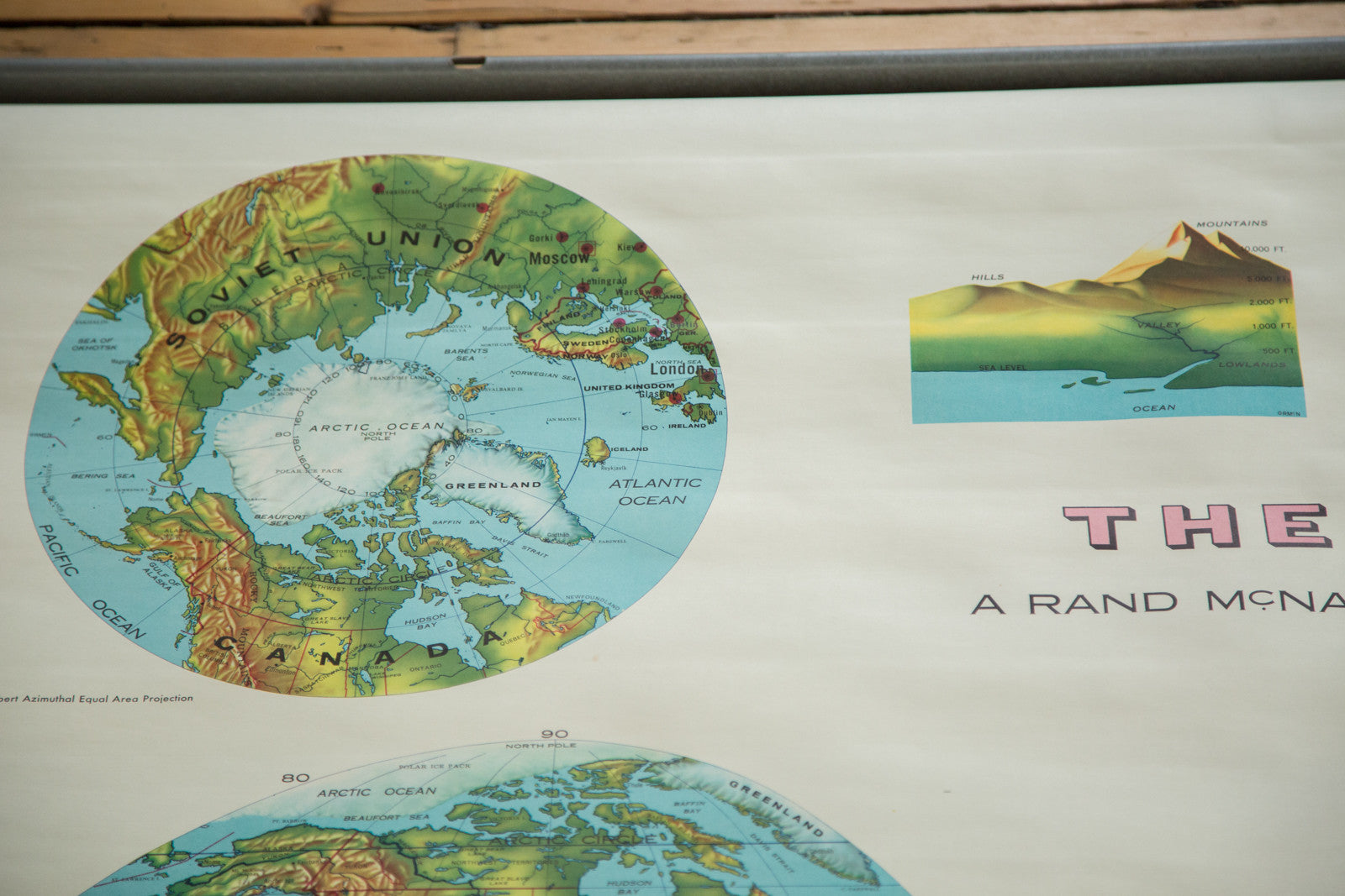 Vintage 1960's World Pull Down Map