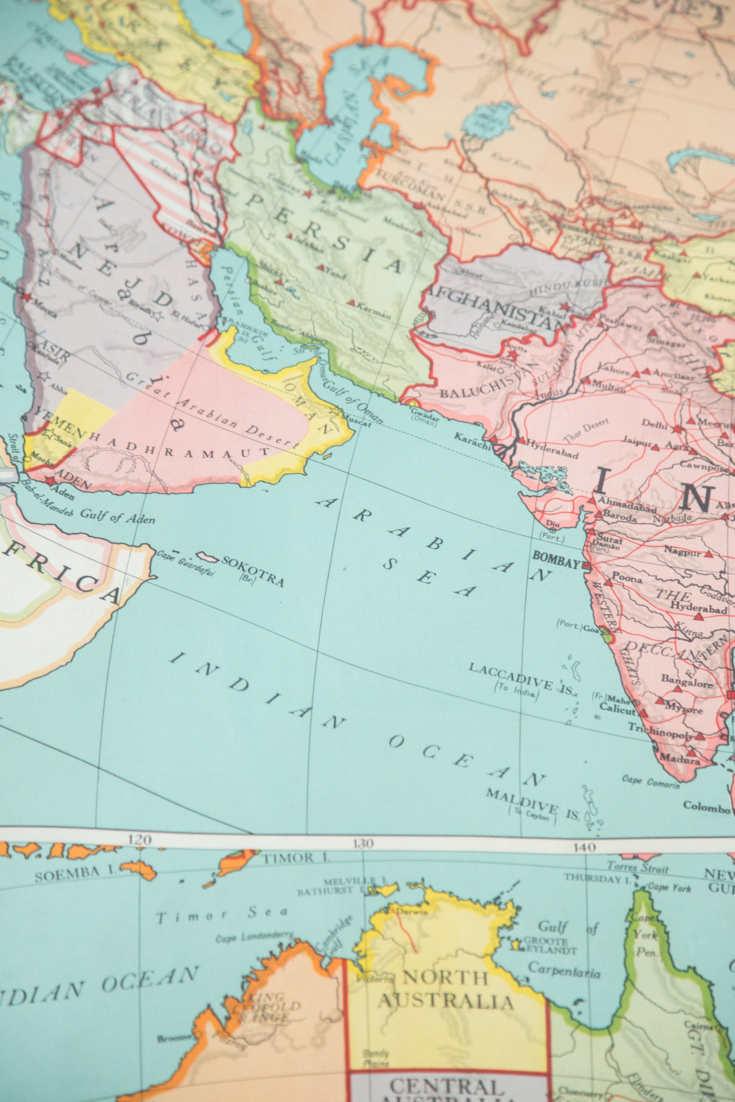 Antique Nystrom Pull Down Map of Asia/Australia