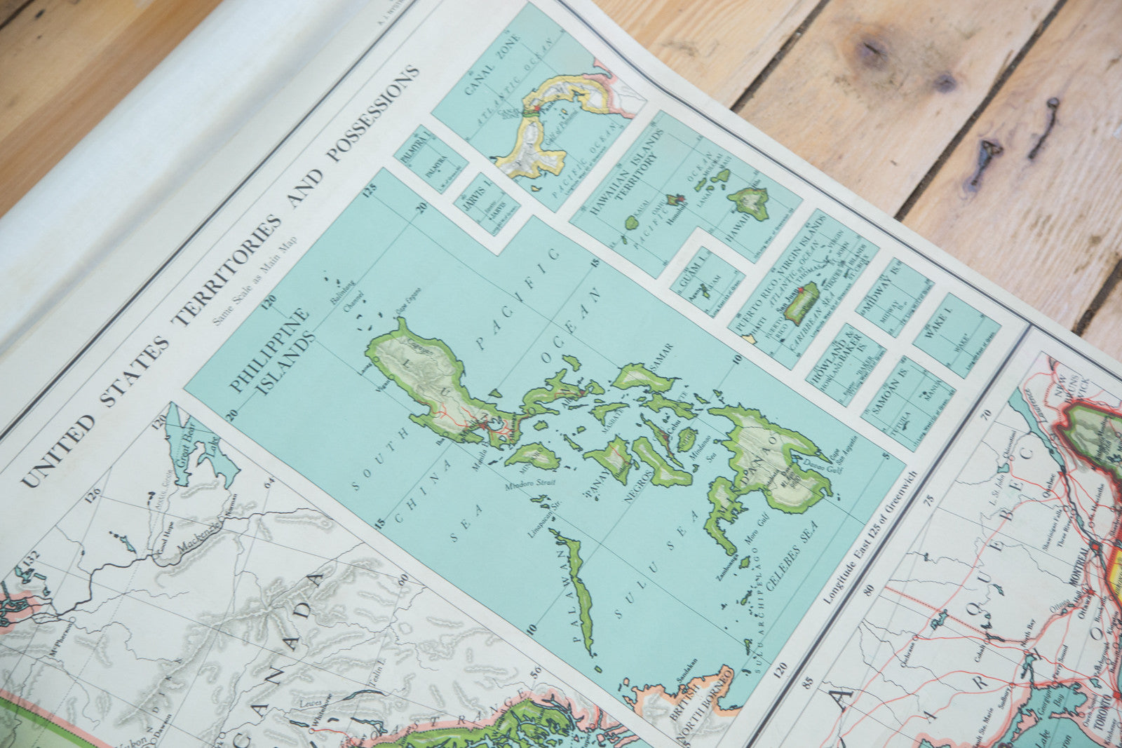 Antique Nystrom Pull Down Map of USA